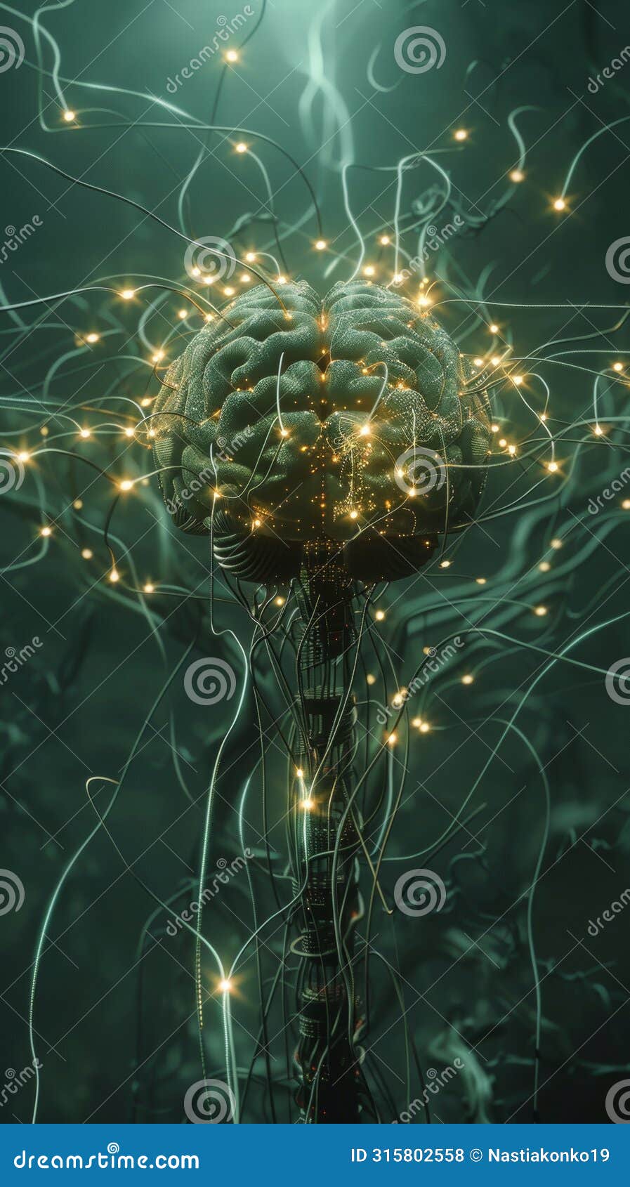 Intricate Brain Structure Connected by Wires Stock Photo - Image of ...