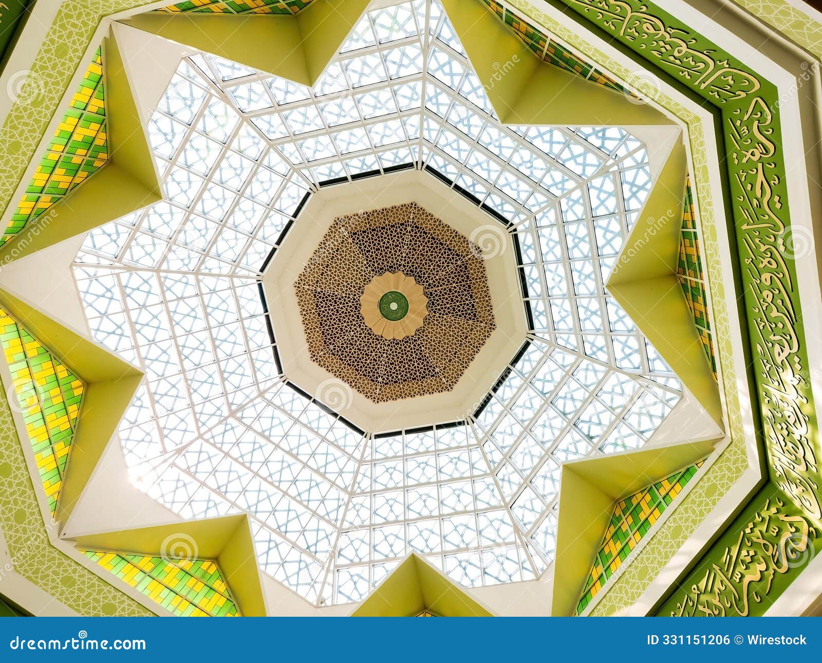 Intricate Ceiling Design of a Mosque with Geometric Patterns and ...