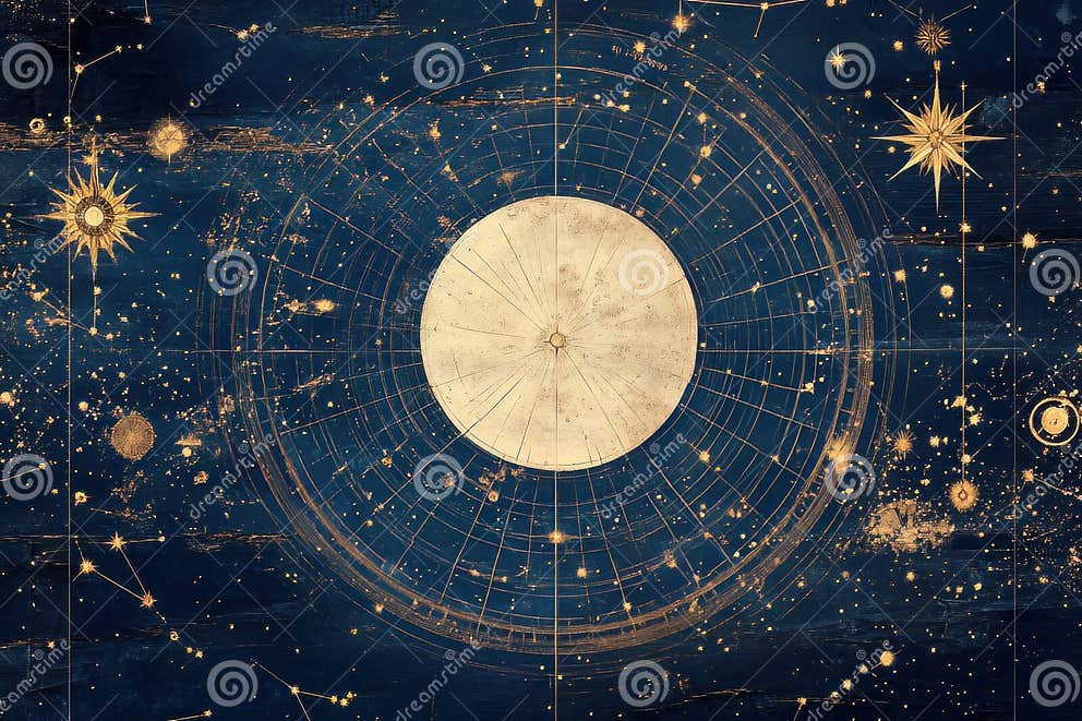 Intricate Celestial Map Featuring Constellations in Realistic Style ...