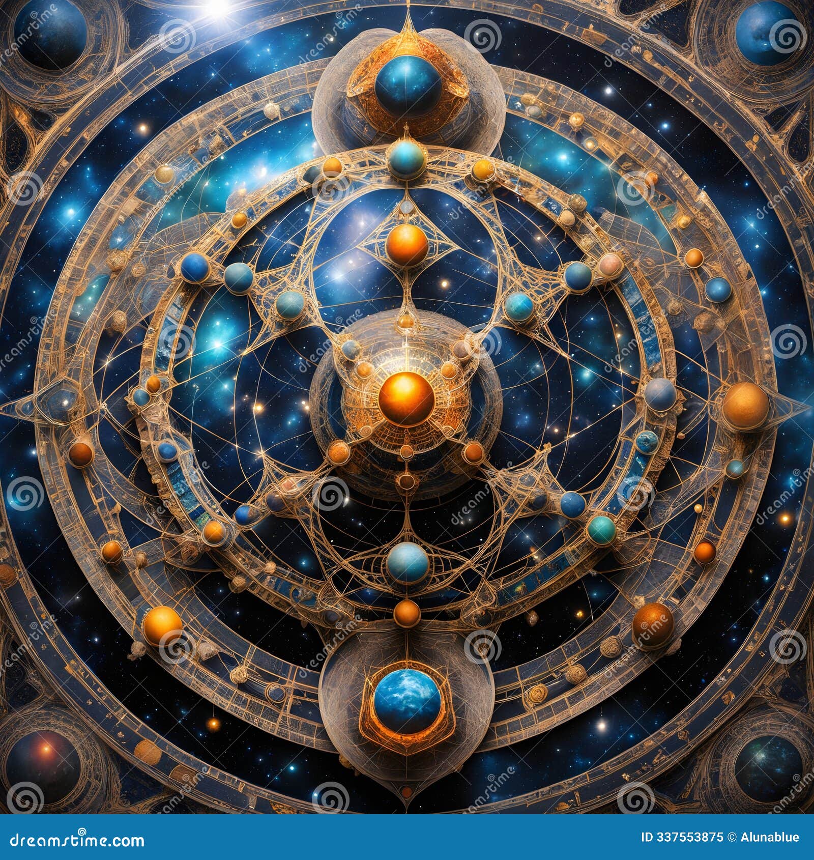 Intricate Celestial Map With Golden Constellations And Cosmic Patterns ...