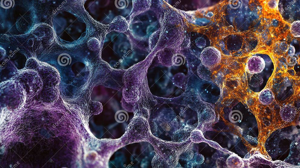 Intricate Cellular Structures Interconnected in Vibrant Colors ...
