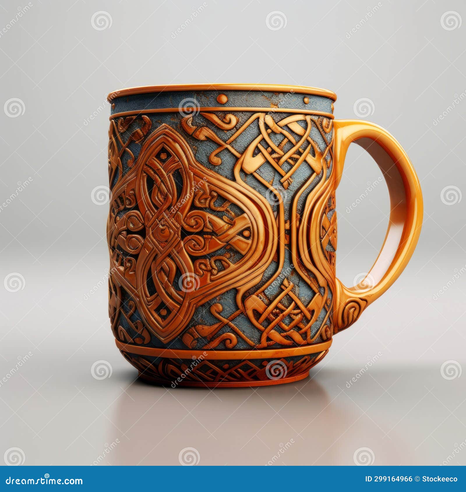Intricate Celtic Brown Mug with 3d Printing and Traditional Techniques ...
