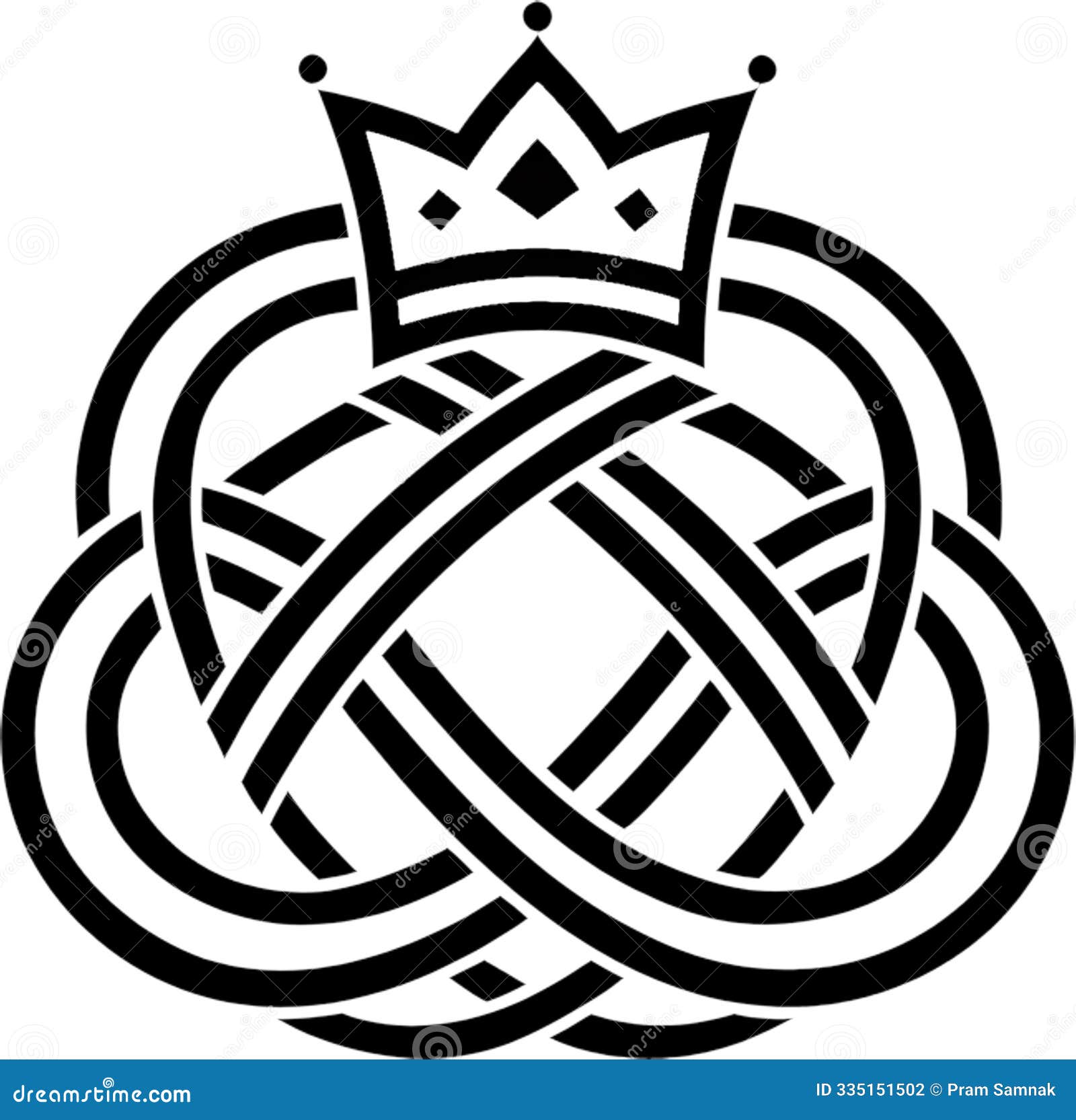 Intricate Celtic Knotwork Crown Stencil in Black. Stock Illustration ...