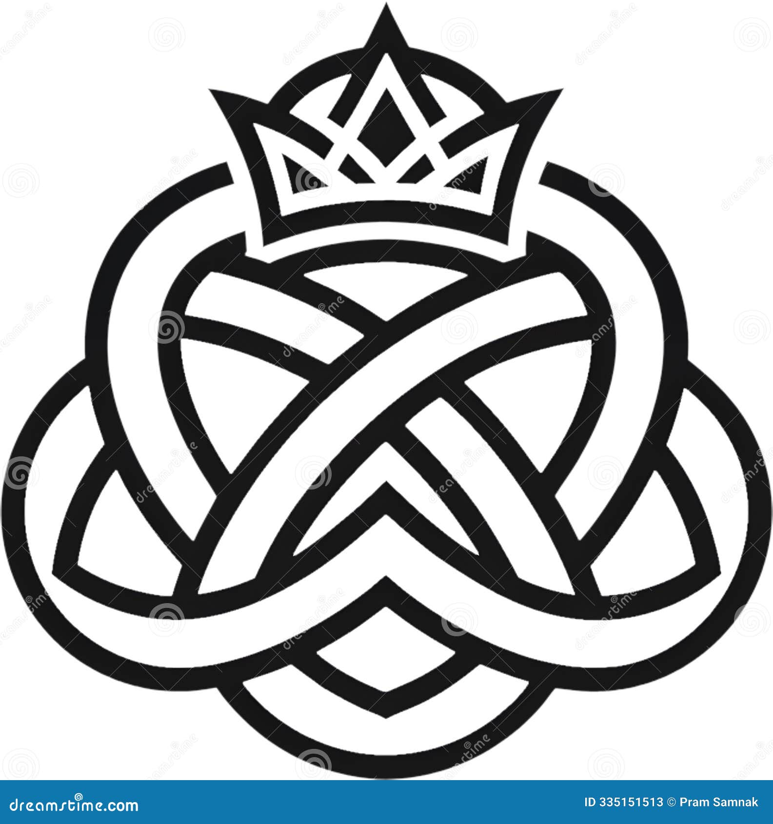 Intricate Celtic Knotwork Crown Stencil in Black. Stock Illustration ...