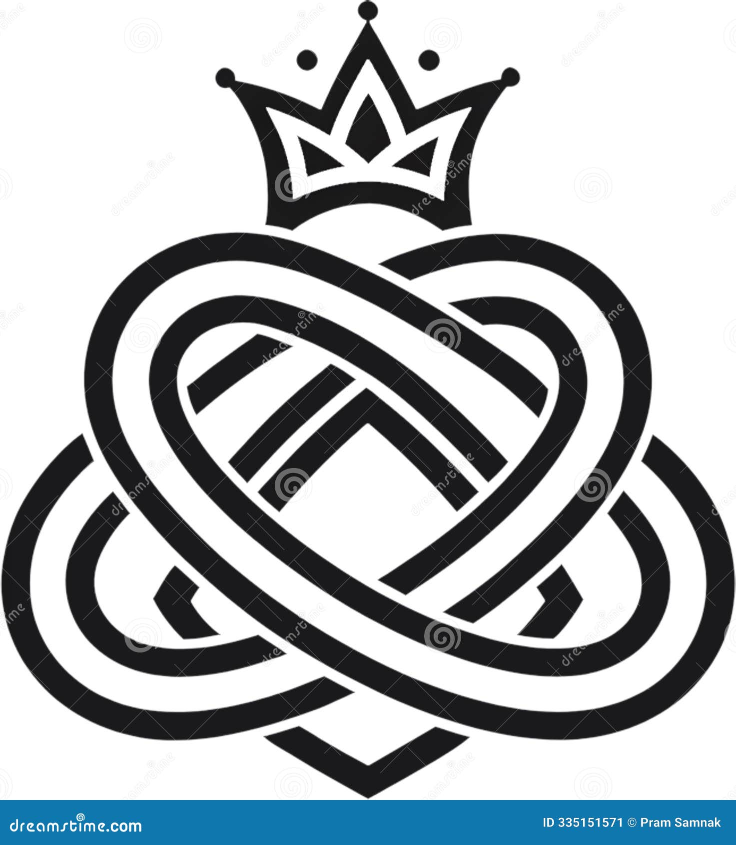 Intricate Celtic Knotwork Crown Stencil in Black. Stock Illustration ...