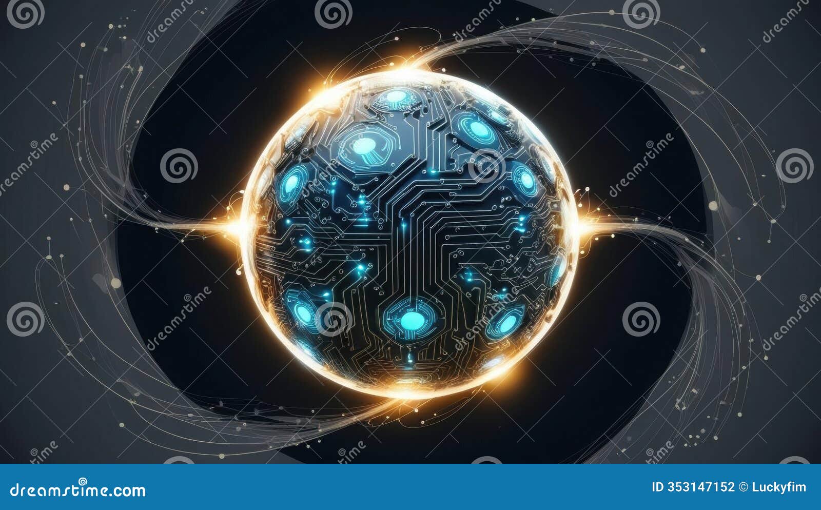 Intricate Circuit Board Design Featuring Luminous Light Element ...