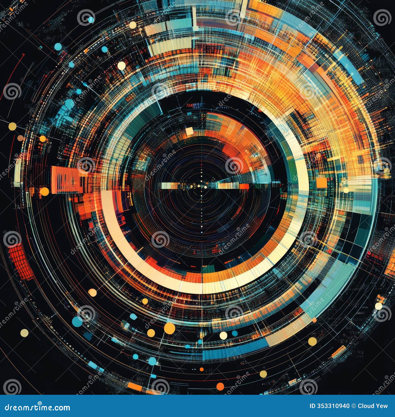 Intricate Circular Data Patterns with Vivid Colors and Geometric Design ...