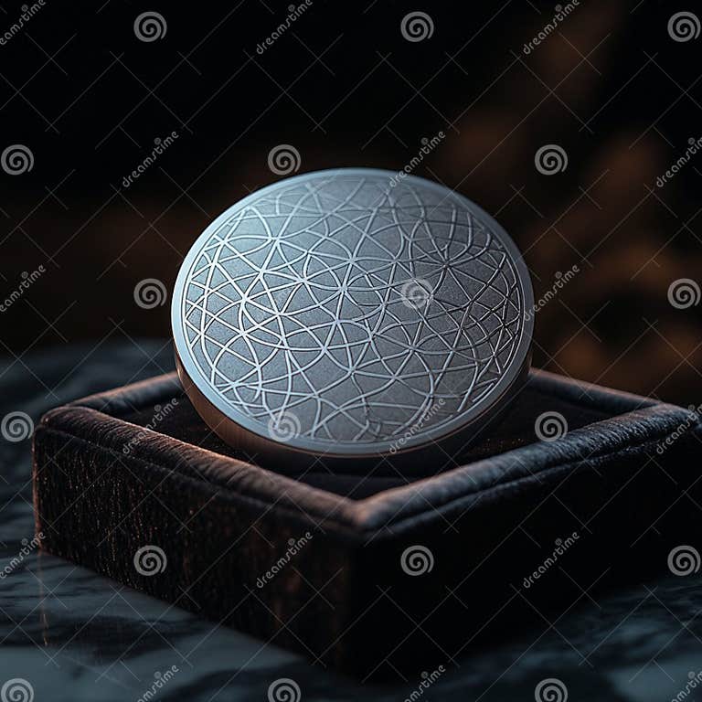 Intricate Circular Pattern on a Reflective Surface Captured in Soft ...