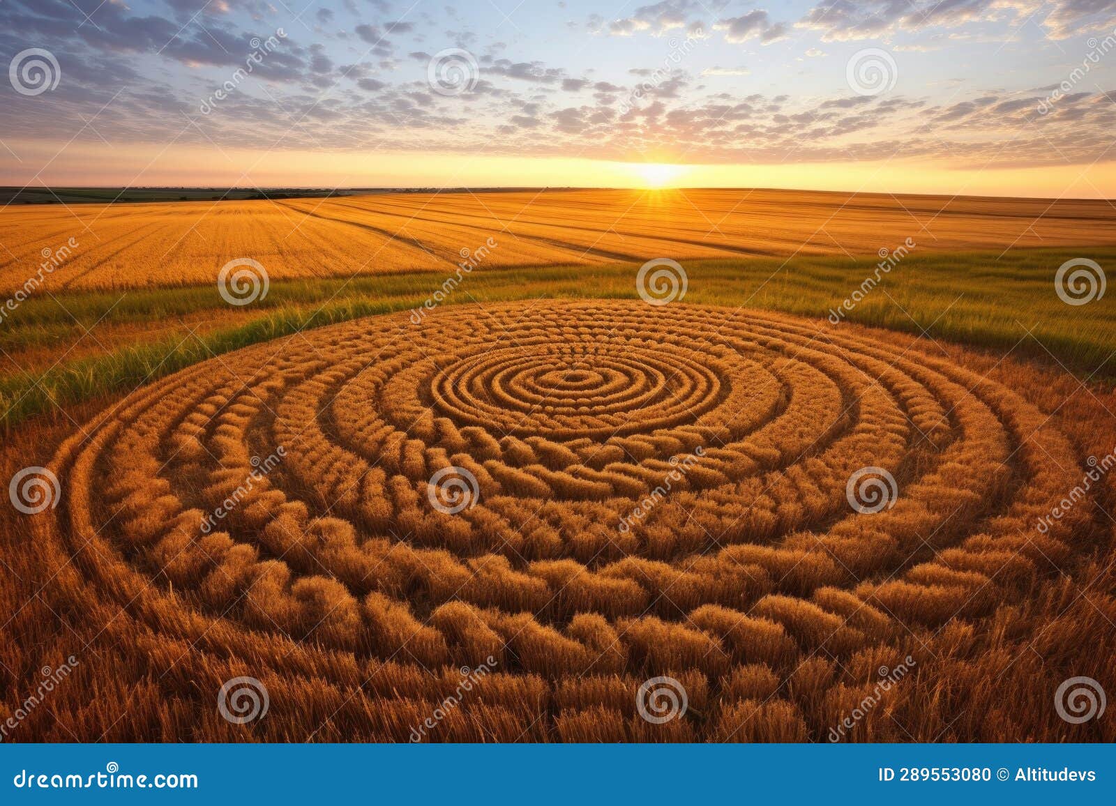 Intricate Circular Pattern in a Wheat Field Stock Photo - Image of ...