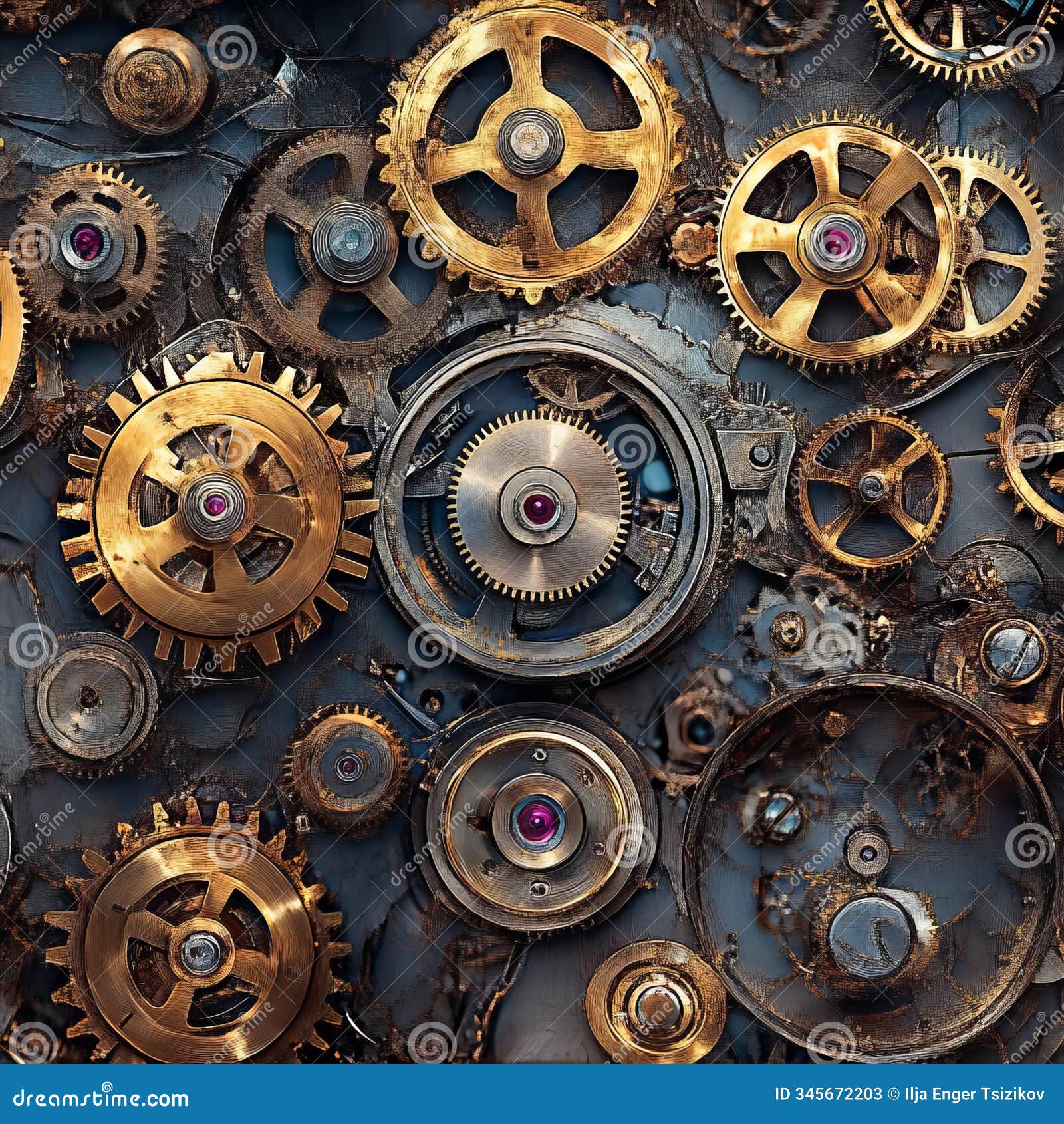 Intricate Clockwork Mechanism Seamless Pattern of Gears, Cogs, and ...