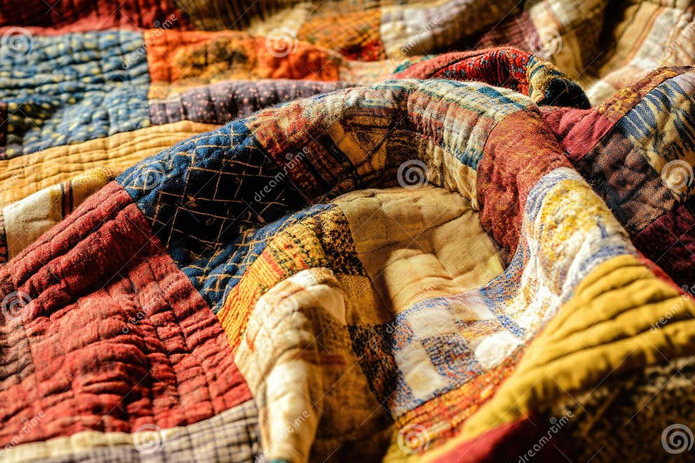 Colorful Patchwork Quilt Close-Up - Design for Print, Sewing Projects, and Home Decor Stock ...