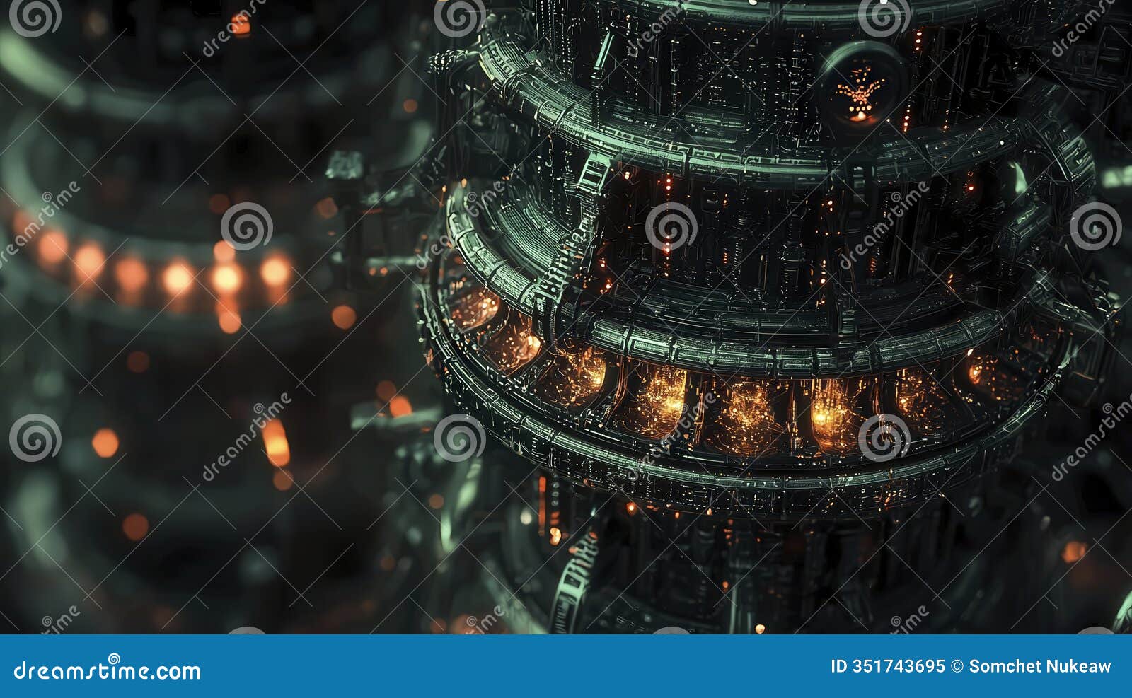 Intricate Closeup of Layered Button Structures Futuristic Tower Digital ...