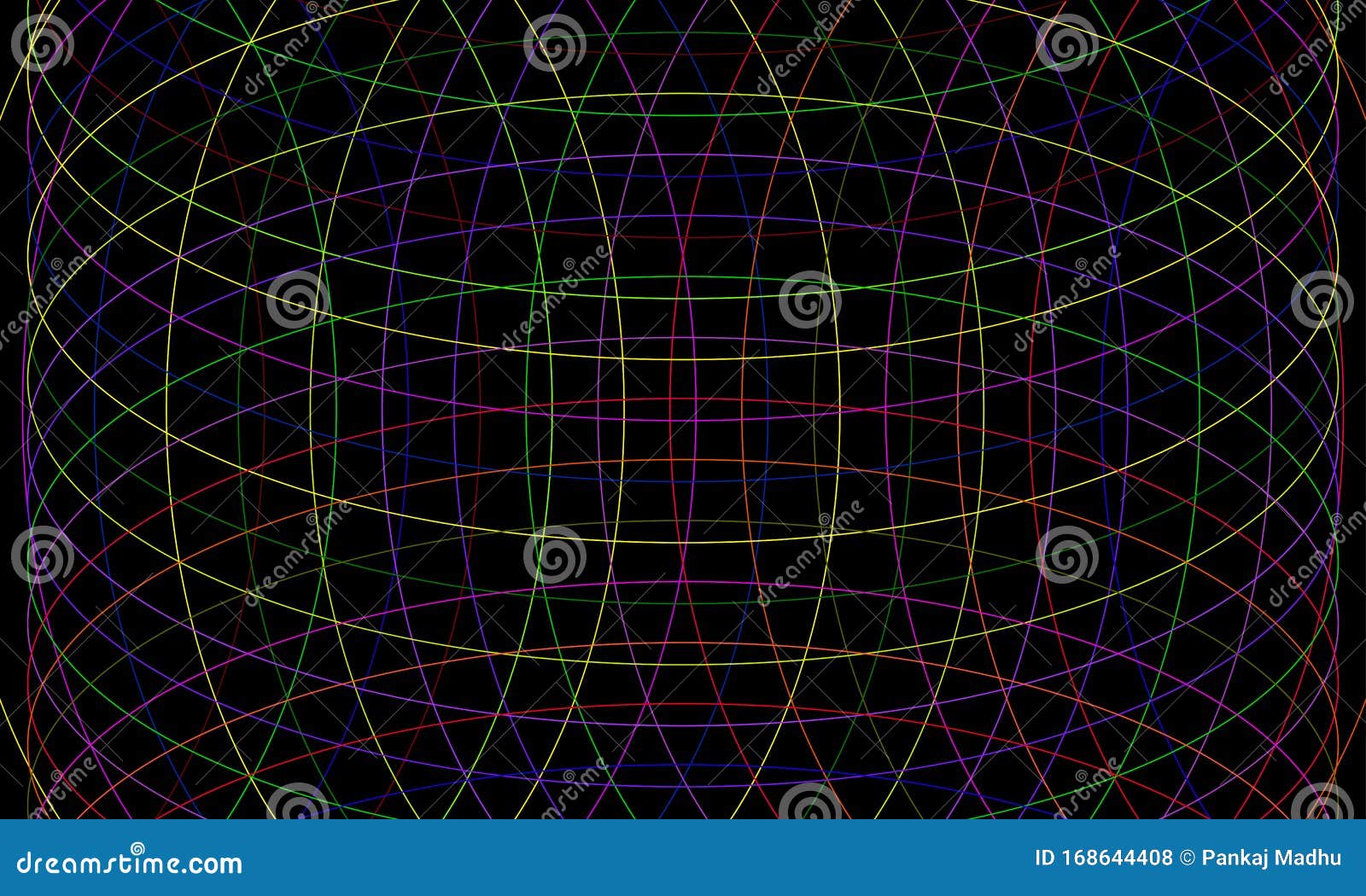 Intricate Colorful Geometric Pattern Abstract on Black Background ...