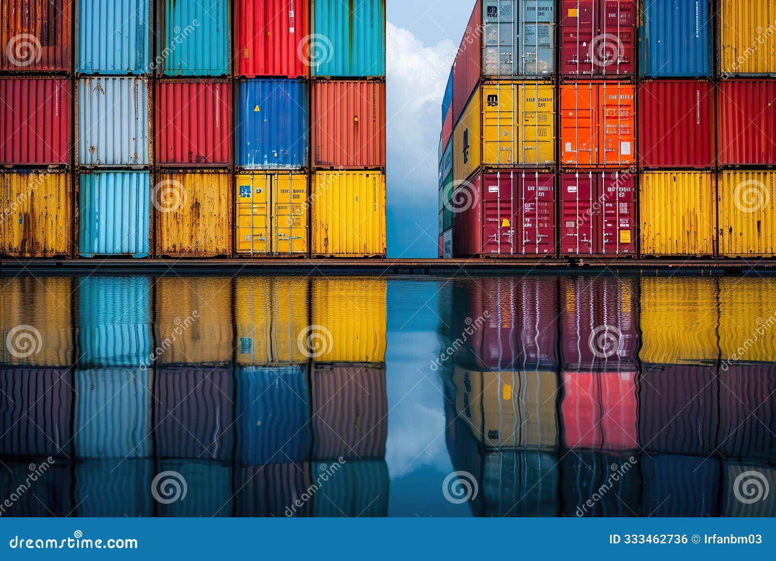 Intricate Colors, Cargo Ship S Side Exposes Stacked Shipping Containers ...