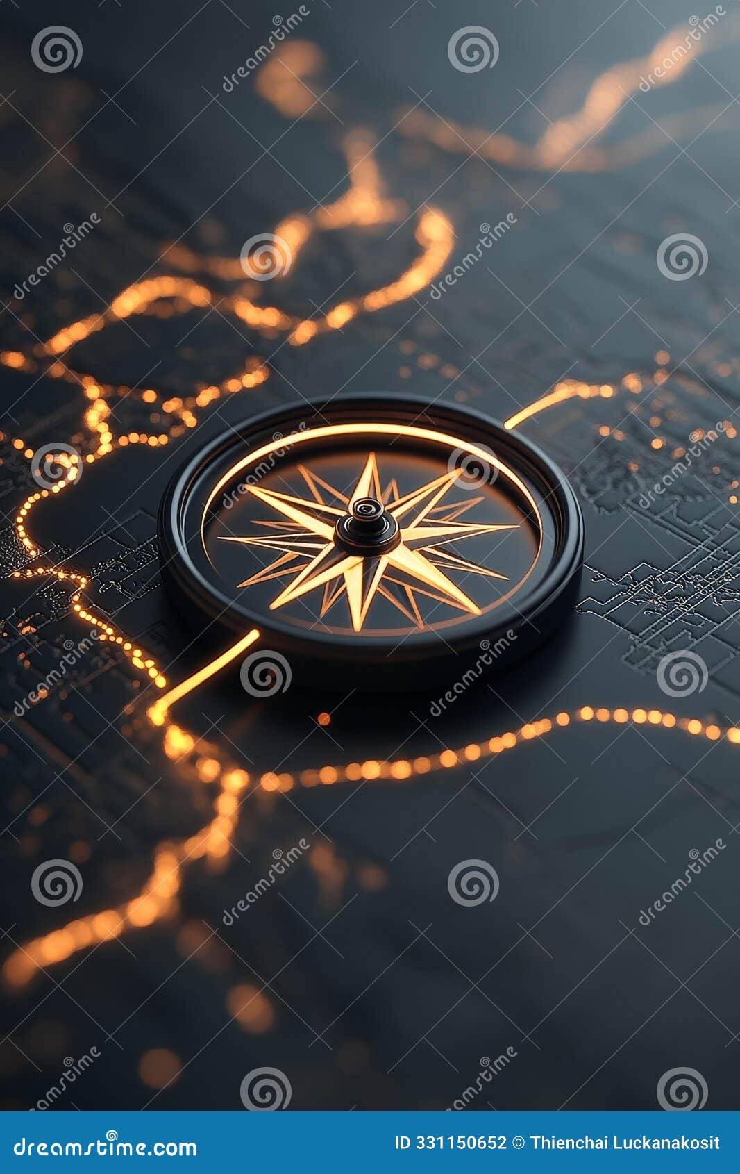 An Intricate Compass at the Heart of a Stunningly Illuminated World Map ...