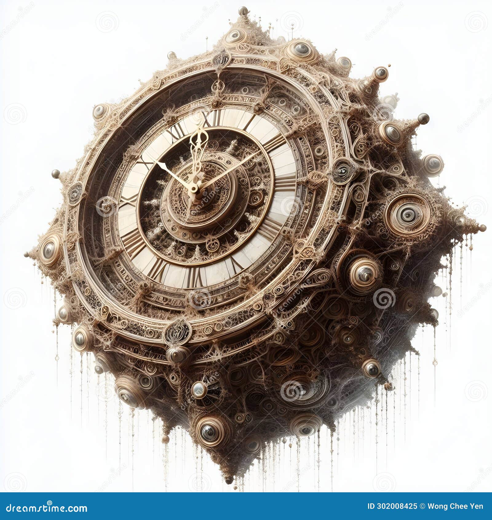 Intricate Complex Sophisticated Fractal Clock Timepiece Floating ...