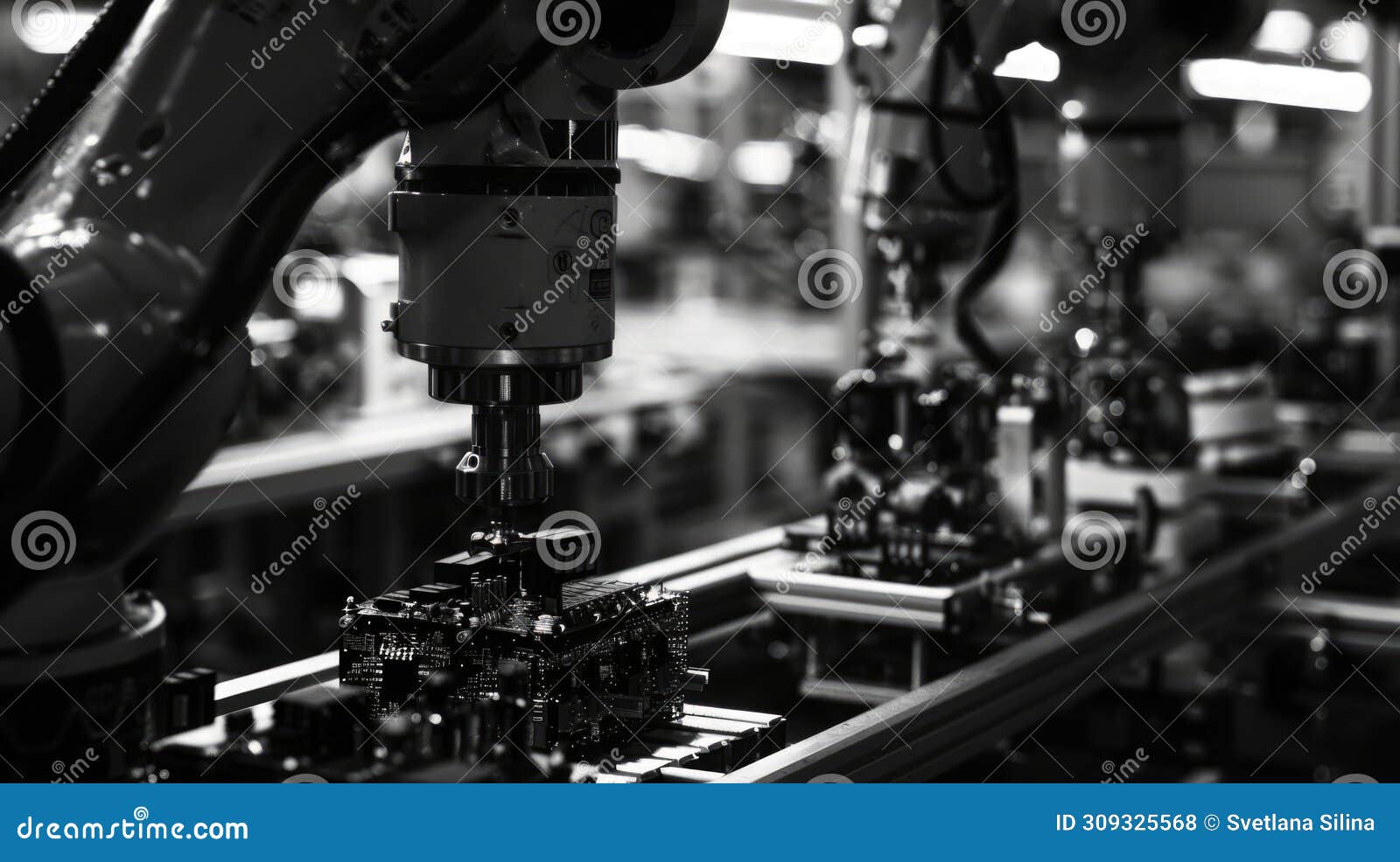 Intricate Component Assembly by a Robotic Arm, with Factory Lighting ...