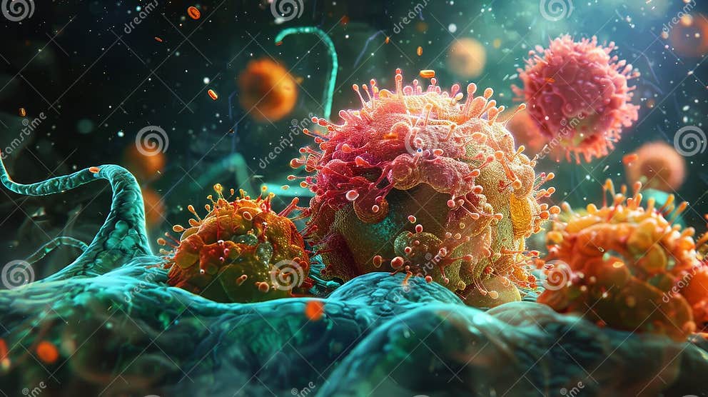 Intricate Computer Generated Image of a Cancer Cell Showcasing Its ...