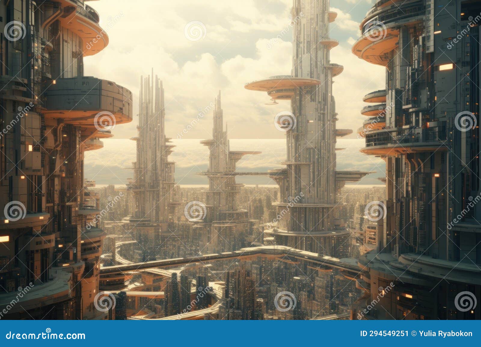 Intricate Connected City Towers. Generate Ai Stock Image - Image of ...
