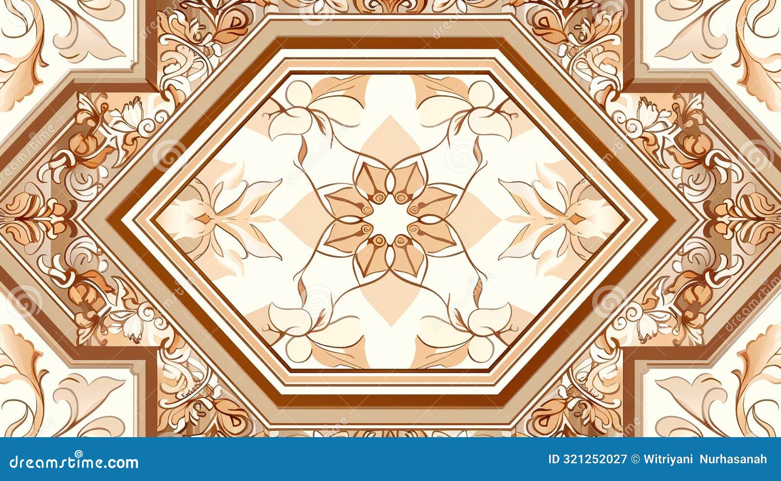 Intricate Craftsmanship, Embossed Square Frame with Floral Tile Texture ...