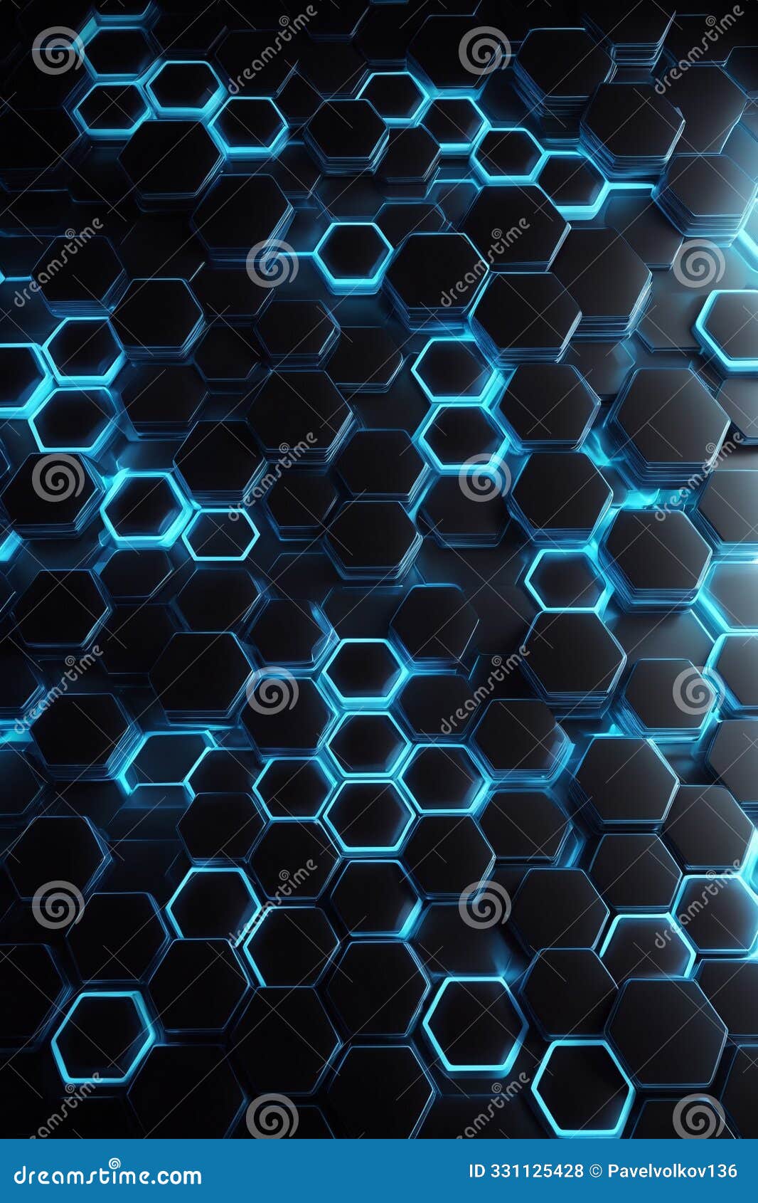 An Intricate 3D Background with Layered Hexagonal Patterns, Glowing ...