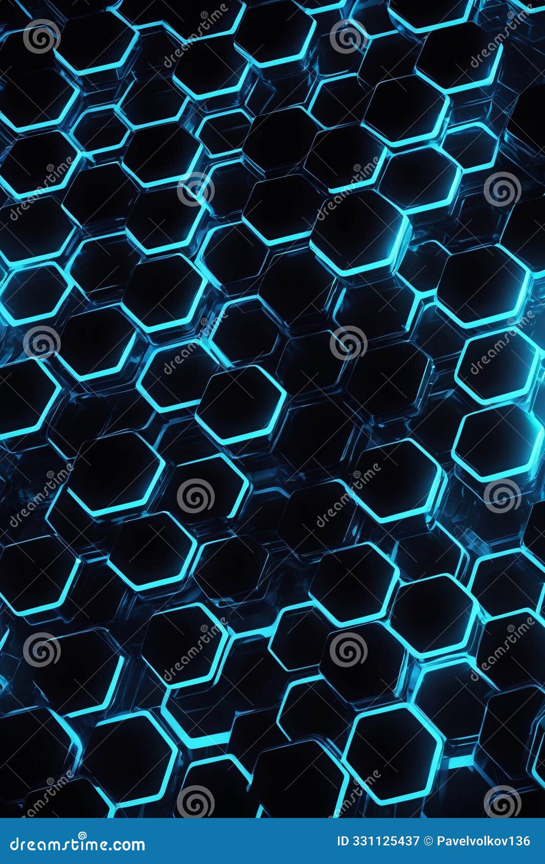 An Intricate 3D Background with Layered Hexagonal Patterns, Glowing ...