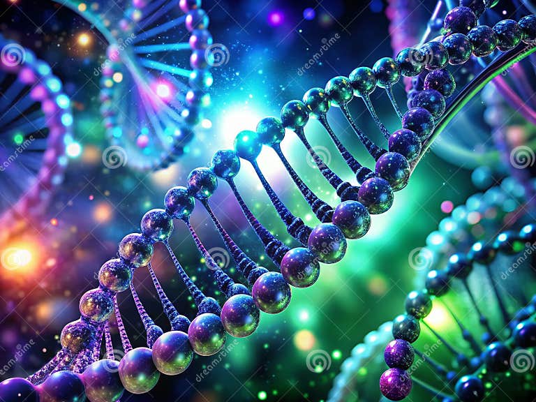 Intricate 3D DNA Molecular Structure Visualization a LowLight ...