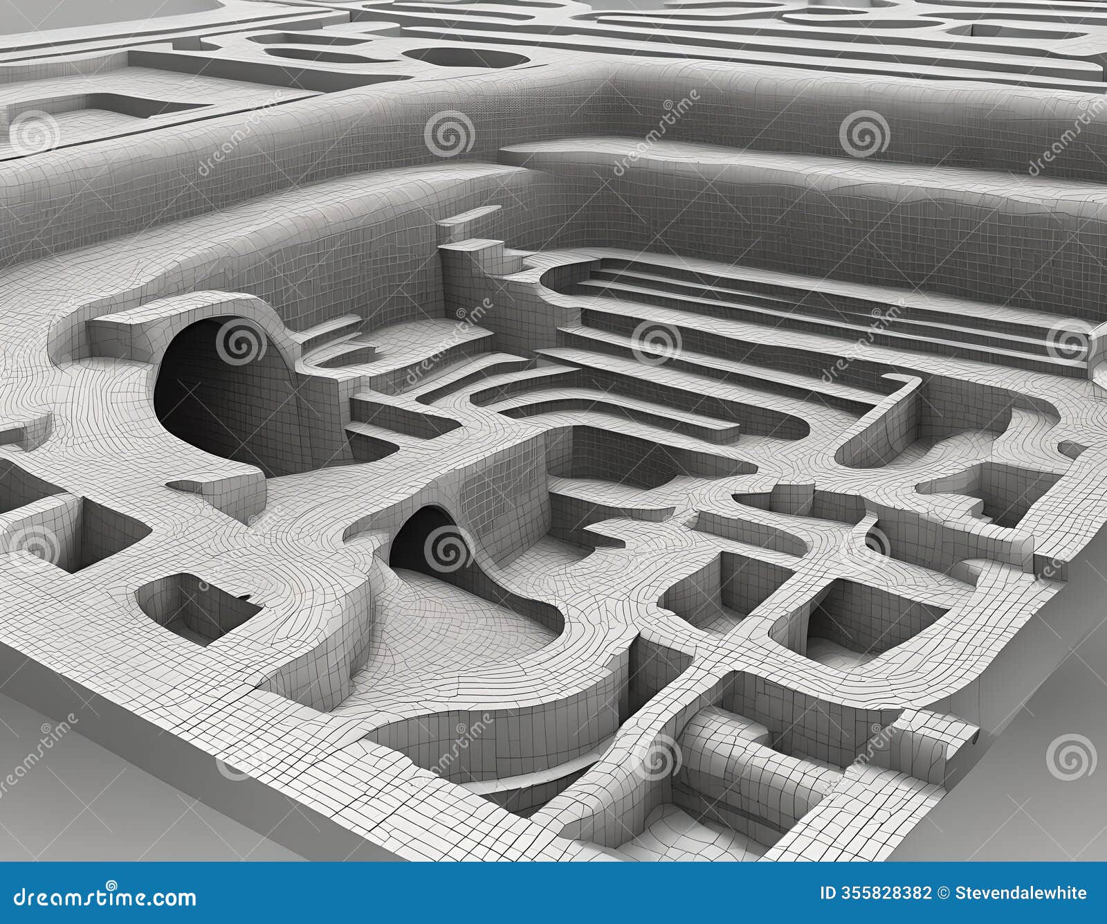 Intricate 3D Maze Model in Building. Generative AI Stock Illustration ...