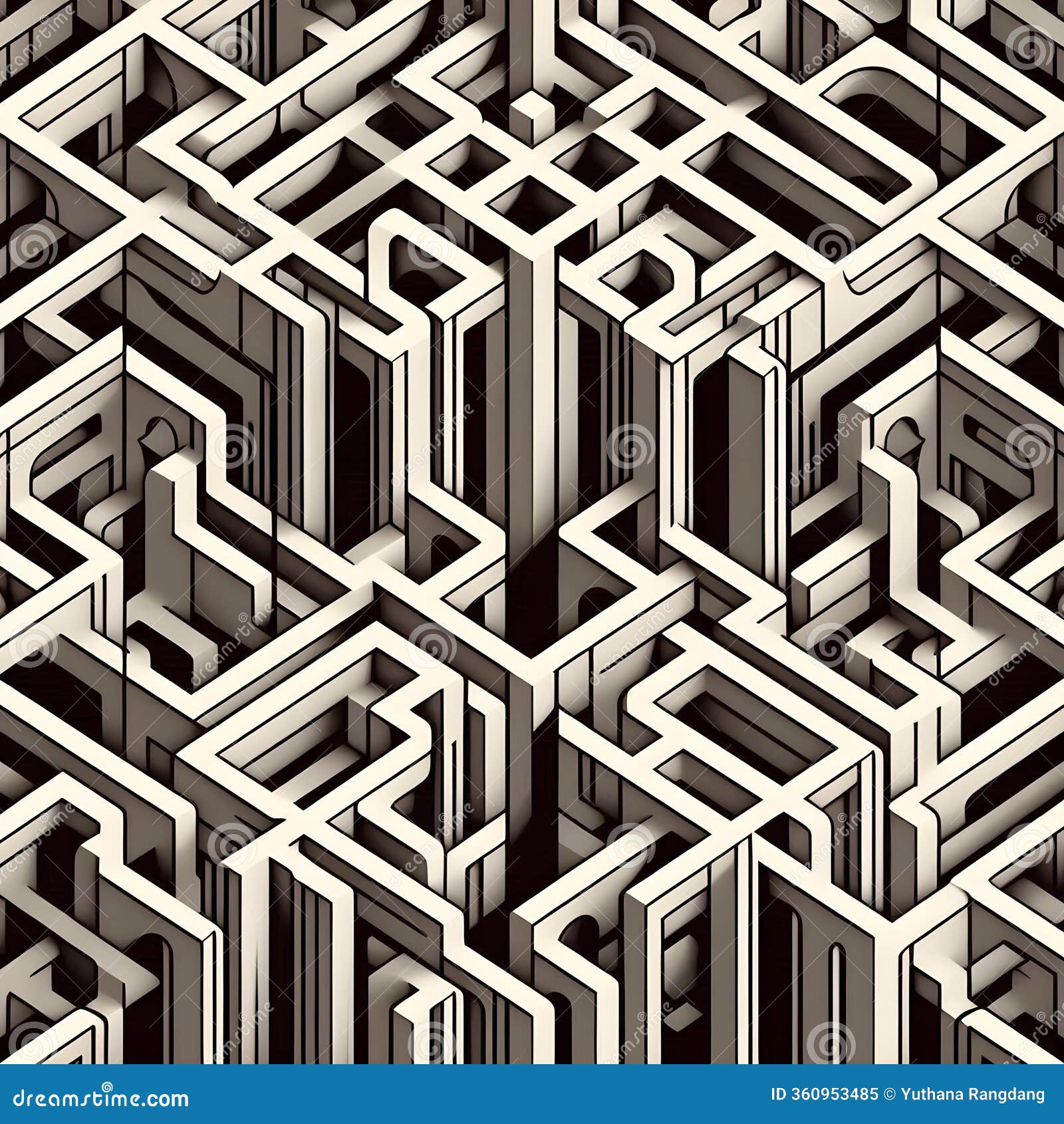 Intricate 3D Maze Pattern stock illustration. Illustration of black ...