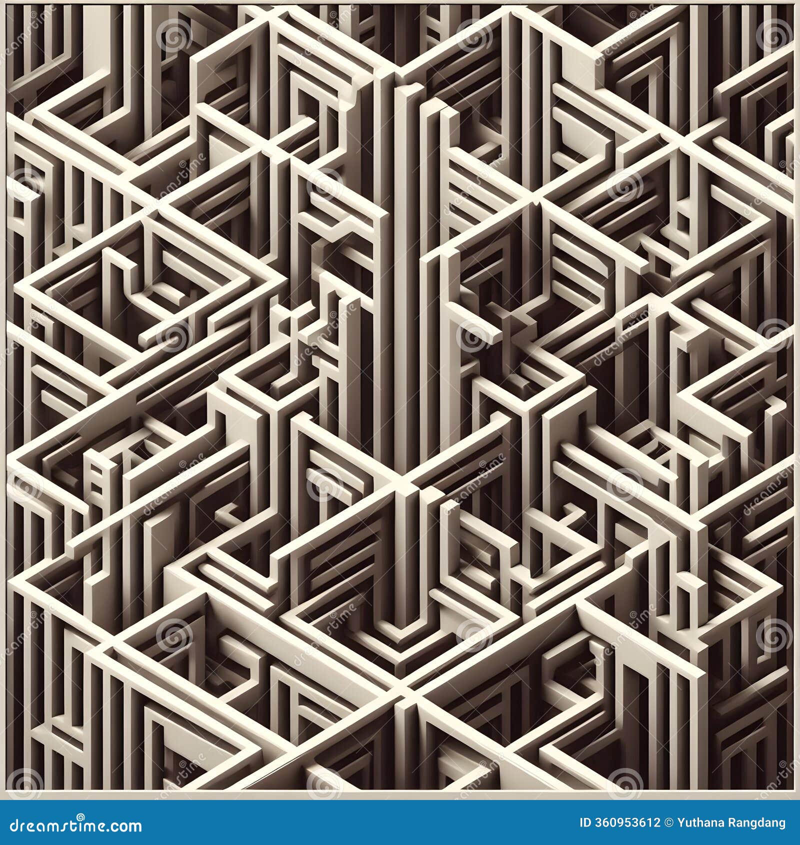 Intricate 3D Maze Pattern stock illustration. Illustration of drawing ...