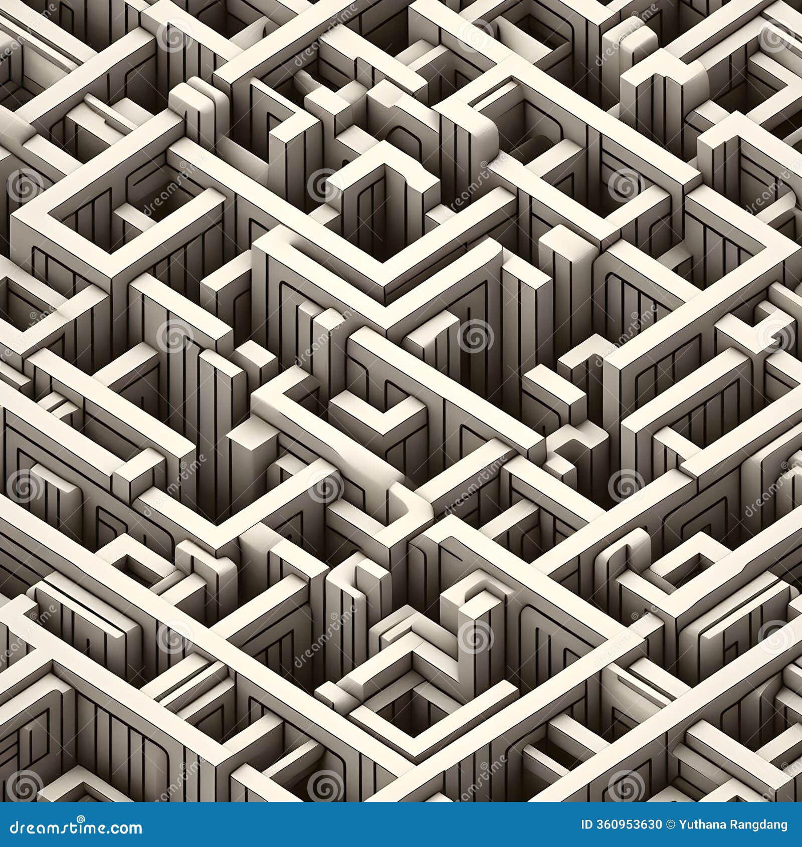 Intricate 3D Maze Pattern stock illustration. Illustration of depth ...