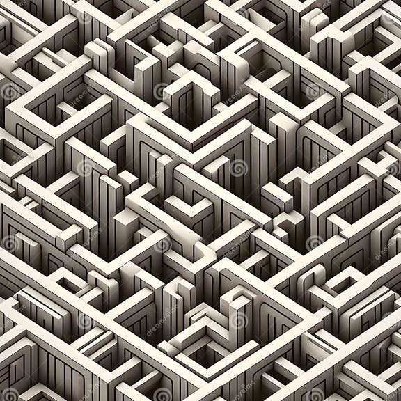 Intricate 3D Maze Pattern stock illustration. Illustration of depth ...