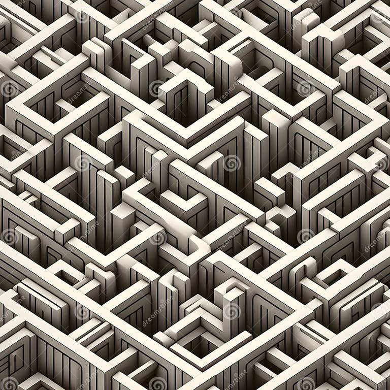 Intricate 3D Maze Pattern stock illustration. Illustration of depth ...