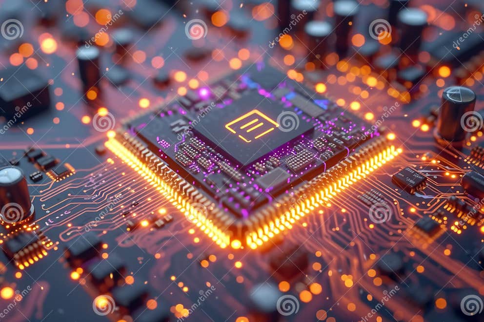 Intricate 3D Microprocessor with AI Circuit Lines, Cutting Edge ...