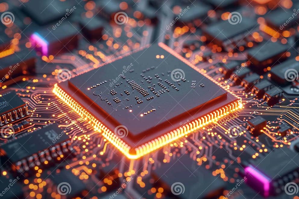 Intricate 3D Microprocessor with AI Circuit Lines, Cutting Edge ...
