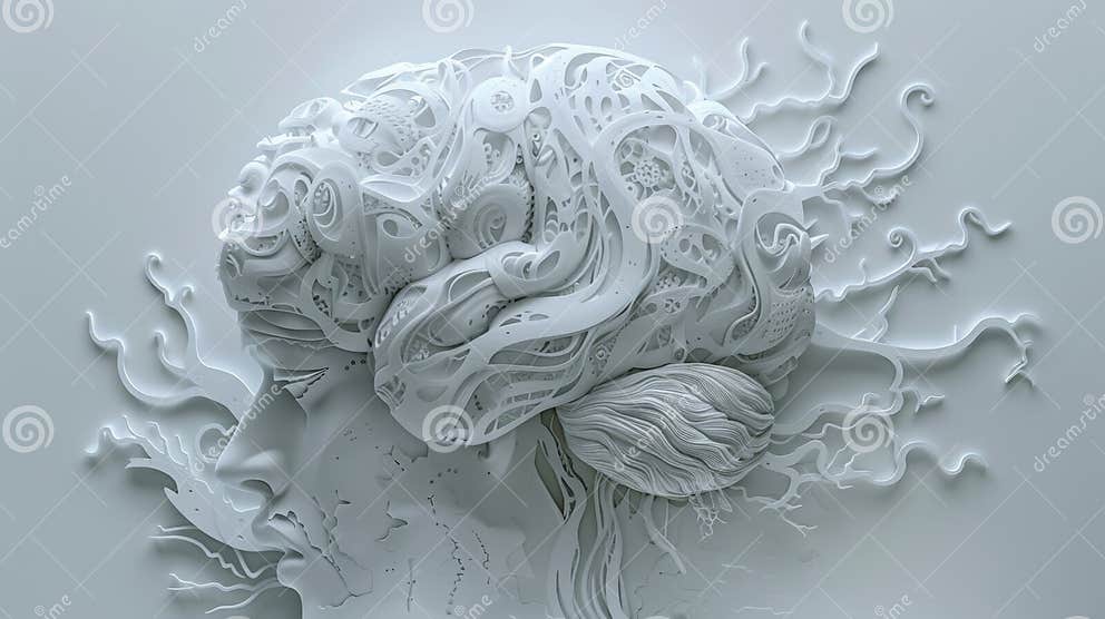Intricate 3D Paper Cut of Tangled Brain Symbolizing Overthinking Stock ...