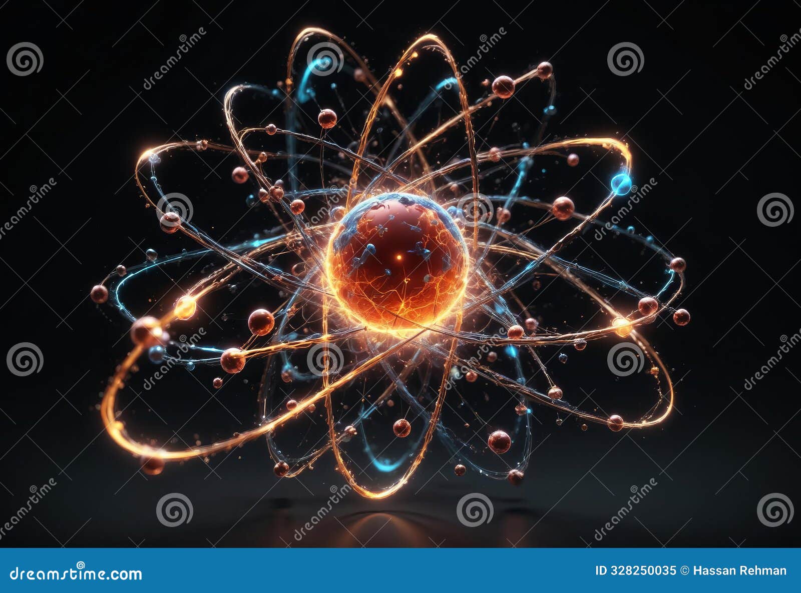 3D Rendering Of Atom With Box And Copy Space For Conferences Royalty ...