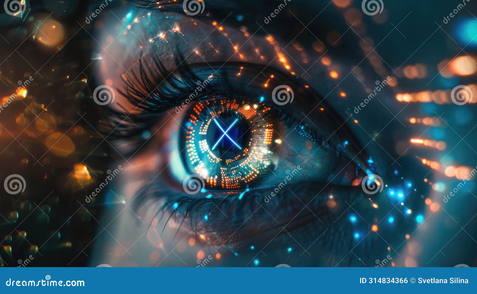 Intricate Data Patterns and Analytics Reflected in AI Robot S Eye ...