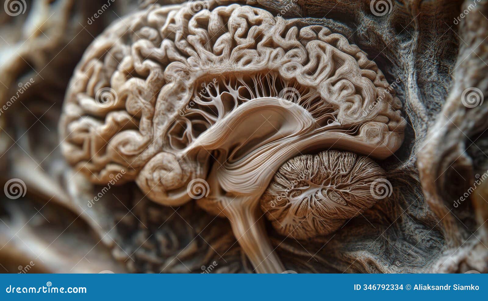 Detailed Neural Network With Abstract Blue And Orange Brain Synapses In ...