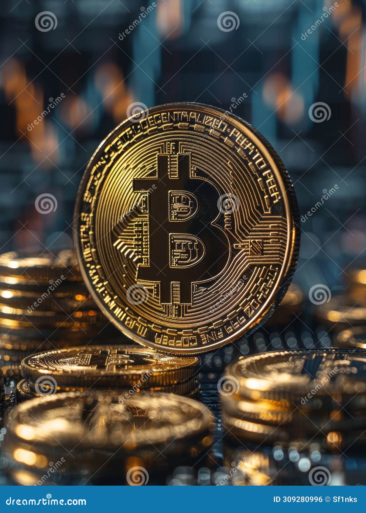 The Intricate Designs of a Bitcoin Coin are Highlighted in this Close ...