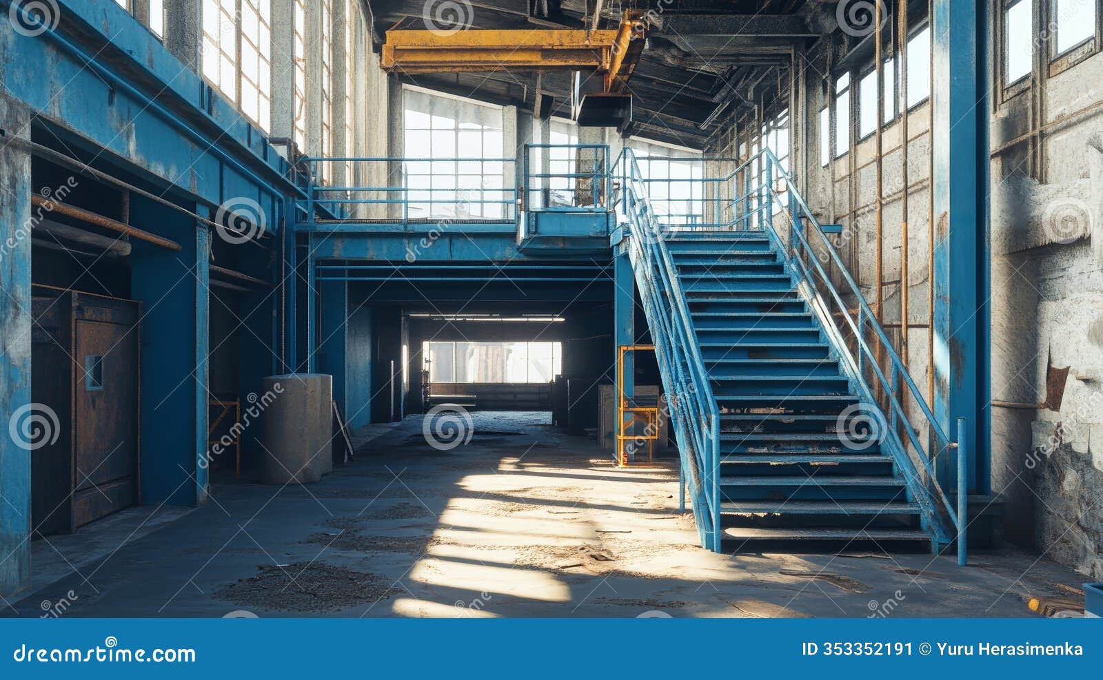 Intricate Details of a Blue Industrial Interior Showcasing Metal ...