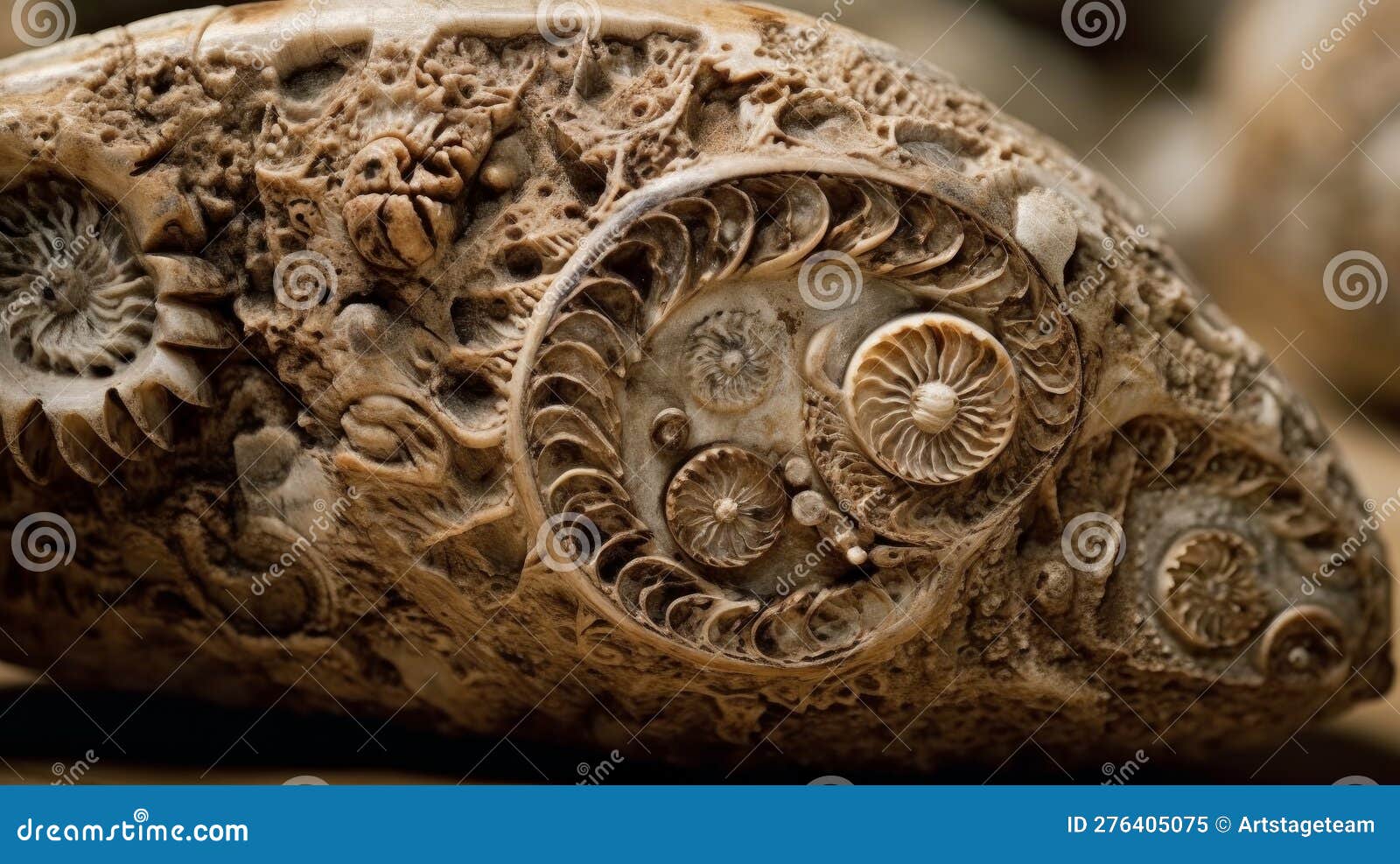 Intricate Details Fossilized Shell, Close-up. AI Generated Stock ...