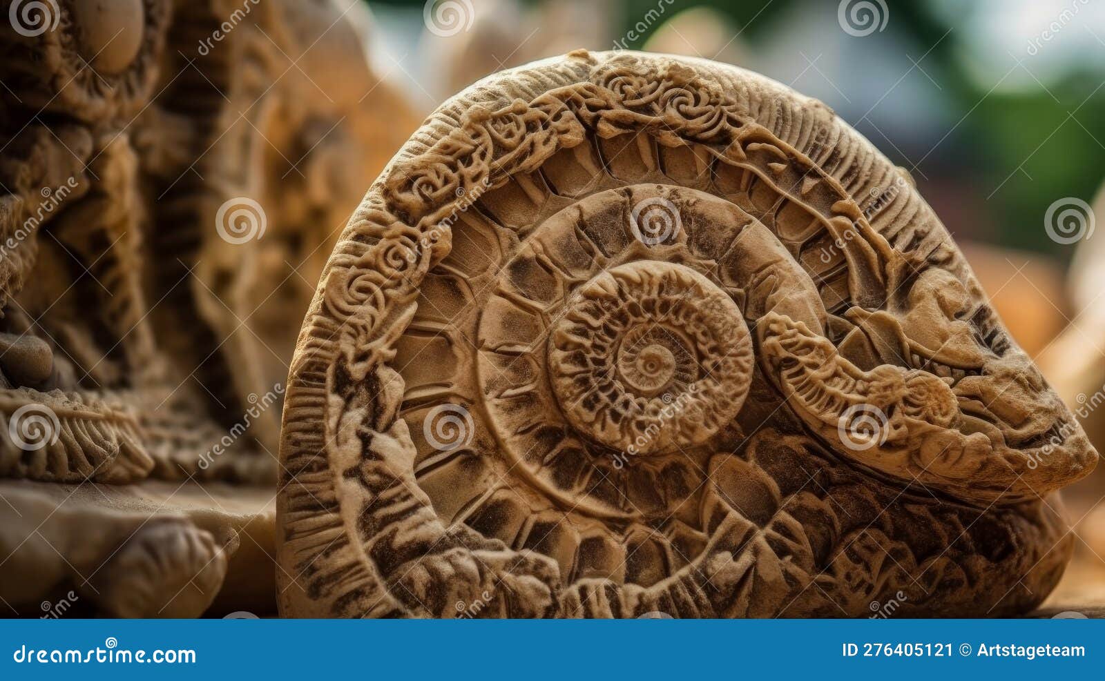 Intricate Details Fossilized Shell, Close-up. AI Generated Stock Image ...