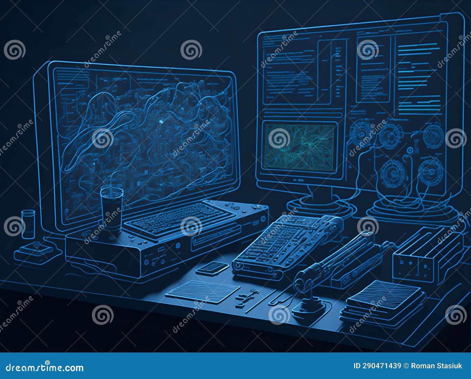 Intricate Details of Scientists Workstations, Featuring Computers ...