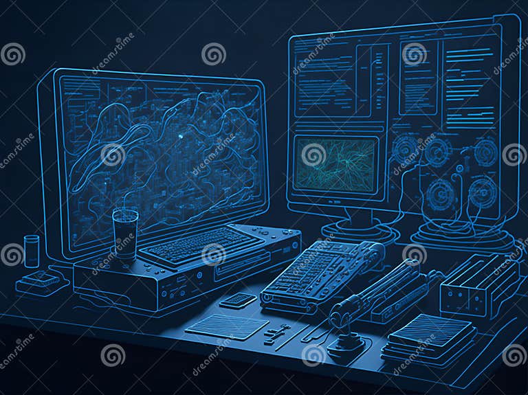 Intricate Details of Scientists Workstations, Featuring Computers ...