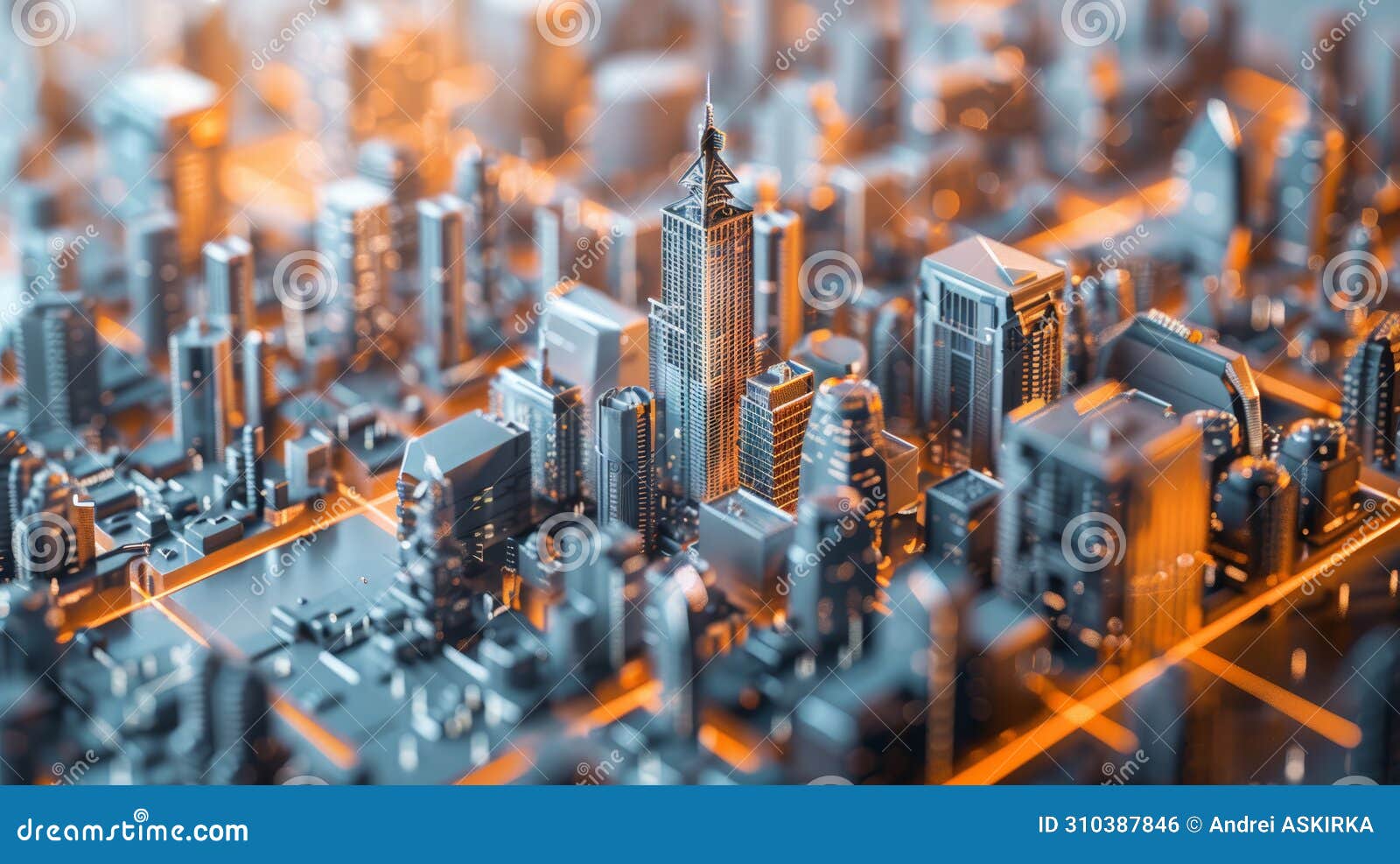 Intricate Digital Cityscape with Glowing High-rises and Circuitry Paths ...
