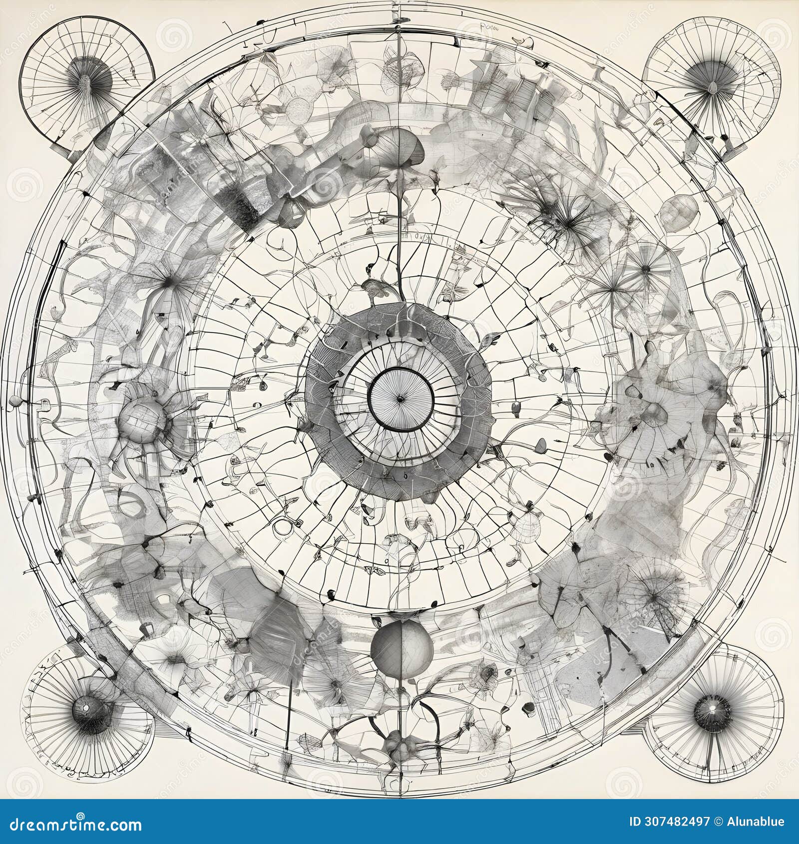 An Intricate Digital Illustration of a Large Circular Sacred Geometry ...