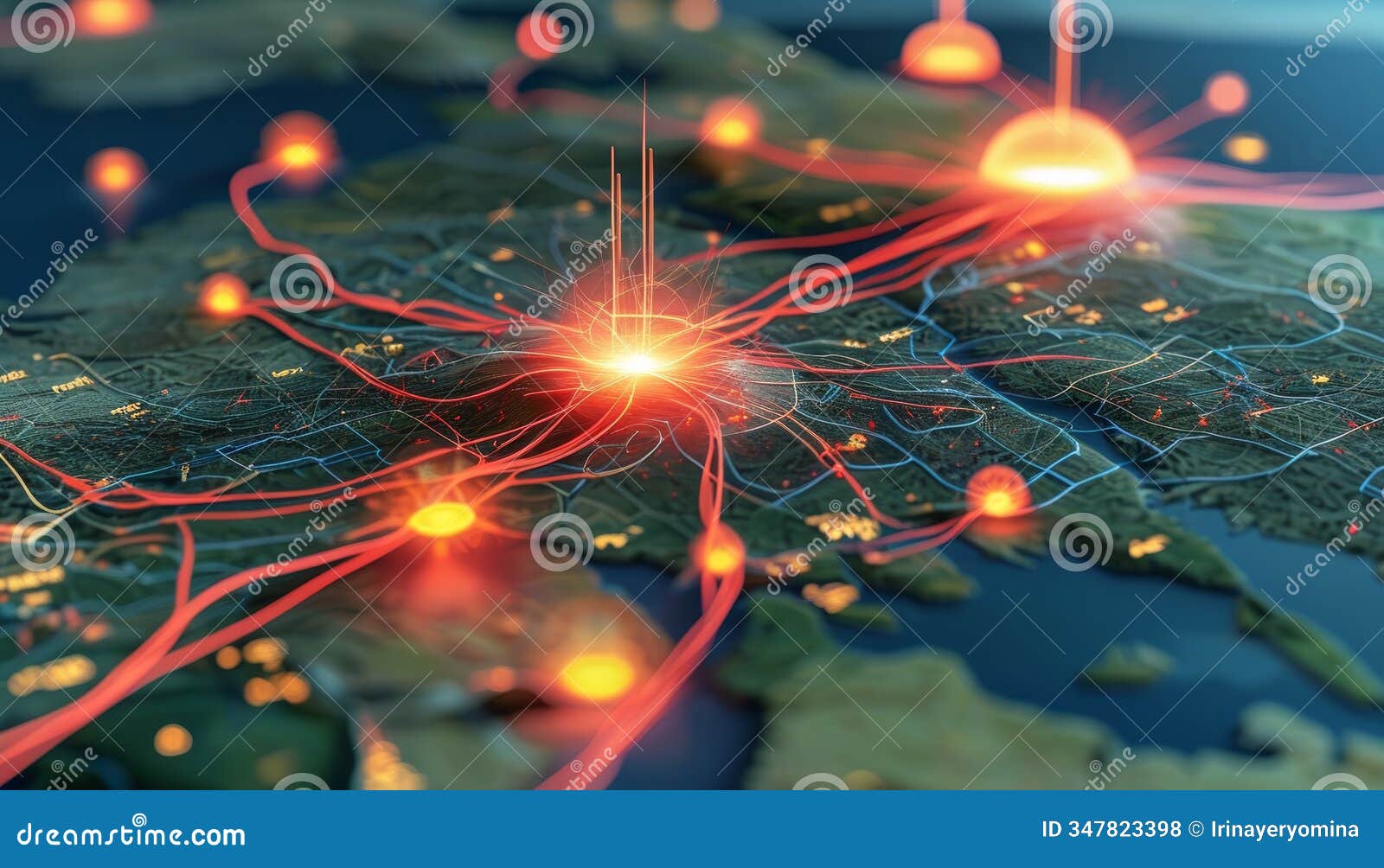 Detailed Map Visualization Indicating Real World Locations and Data ...