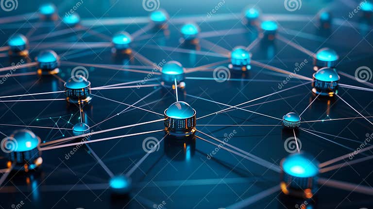 Digital Network Pattern with Interconnected Nodes in Blue Symbolizing ...
