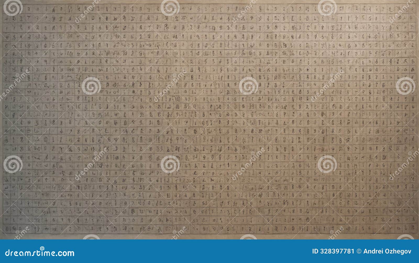 Intricate Display of Ancient Scripts and Symbols in a Modern Gallery ...